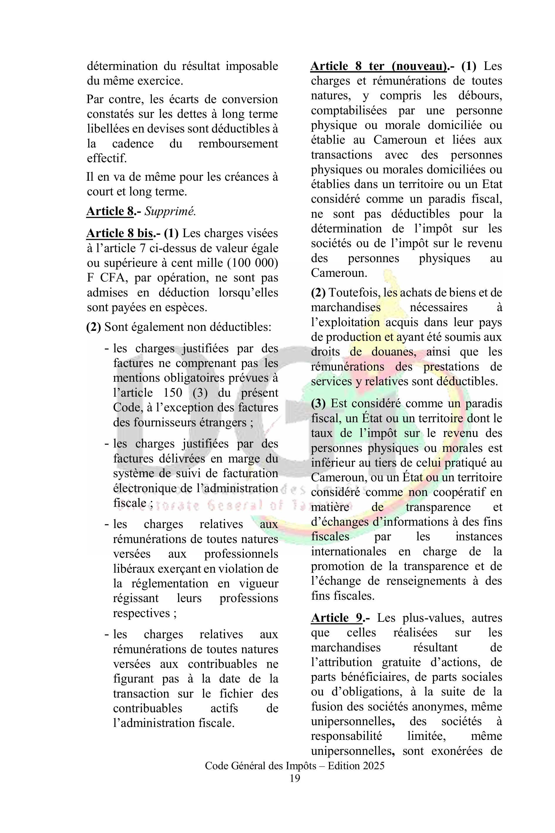 CODE GENERAL DES IMPOTS Mis à jour au 1er janvier 2025 | Direction Générale des Impôts (DGI)